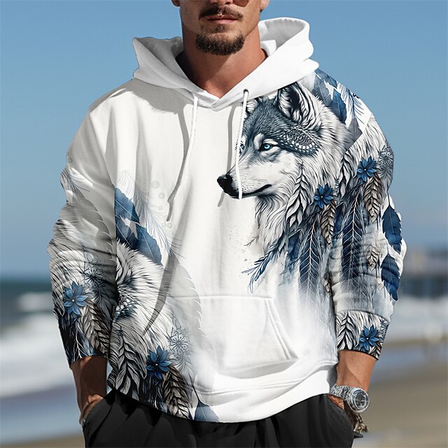Lobo Estampados Hombre Diario Impresión 3D Pull-over Festivos Noche ...