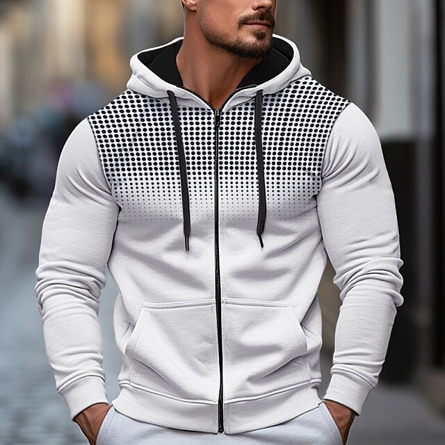 Homme Sweat à Capuche Sweat à Capuche Zippé Noir Blanche Rouge Bleu