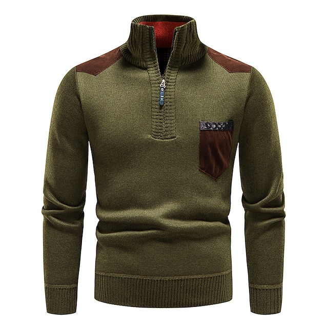 Hombre Suéter de punto Jersey con parches Saltador Estriado Tejer ...