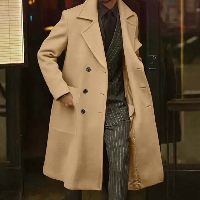 Men's Winter Coat Overcoat Long Trench Coat Outdoor Daily Wear Fall ...