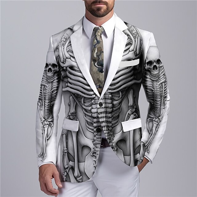 Skeleton Abstract Gothic Men's Coat Blazer Work Wear to work Going out ...
