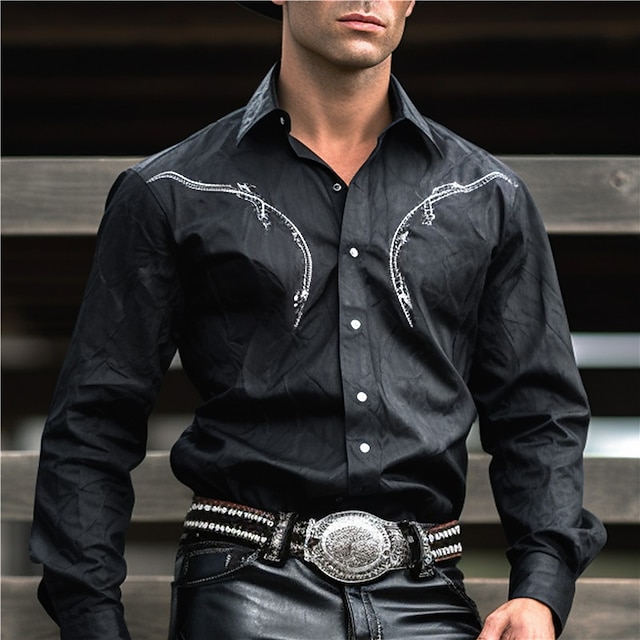 Cowboy western style Men's Shirt Cowboy Shirt Outdoor Street Casual ...