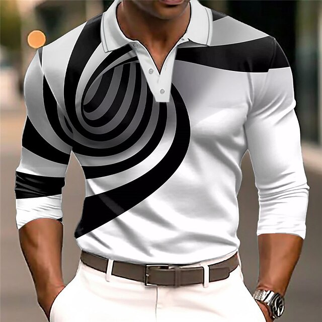 Optical Illusion Men's Abstract Print 3D Golf Polo Outdoor Casual Daily ...