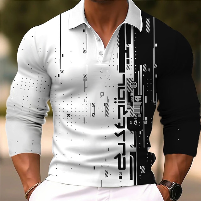 Geometry Men's Business Print 3D Golf Polo Outdoor Casual Daily ...