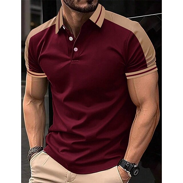 Hombre POLO Polos con botones Casual Festivos Diseño Manga Corta Moda ...