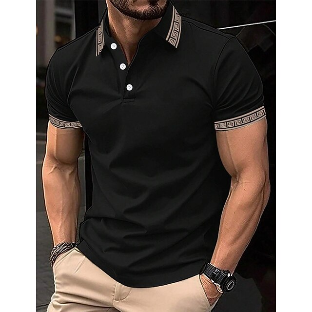 Hombre POLO Polos con botones Casual Deportes Diseño Manga Corta Moda ...