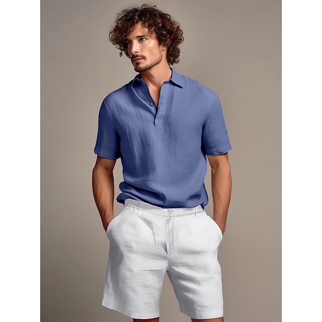 40% Lin Homme Short Short en lin Short d'été Boutonner Poche Taille ...