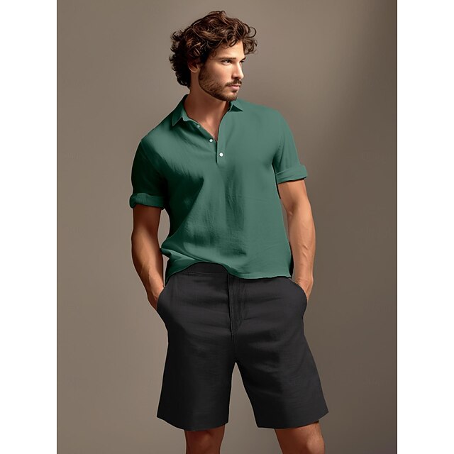 40% Lin Homme Short Short en lin Short d'été Boutonner Poche Taille ...