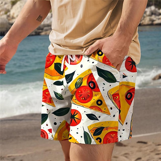 Men's Tropical Printed Drawstring Beach Trunks Swim Shorts Men's ...