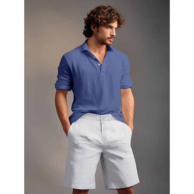 40% Lin Homme Short Short en lin Short d'été Boutonner Poche Taille ...