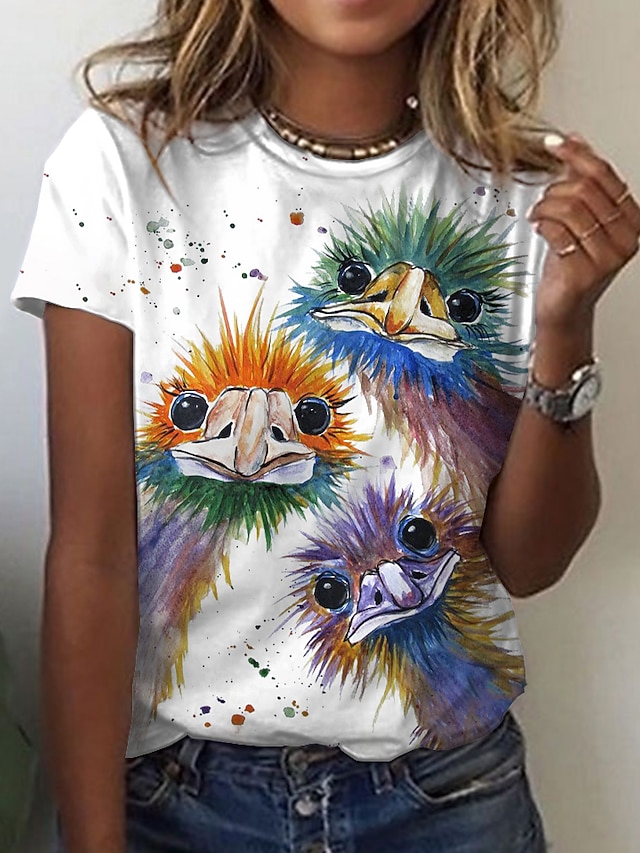 Women's T shirt Tee Designer 3D Print Graphic 3D Design Animal Short ...