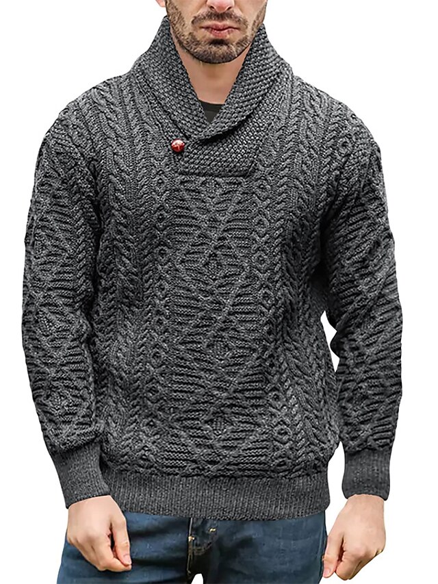 Men's Sweater Pullover Sweater Ribbed Knit Cropped Knitted Solid Color ...