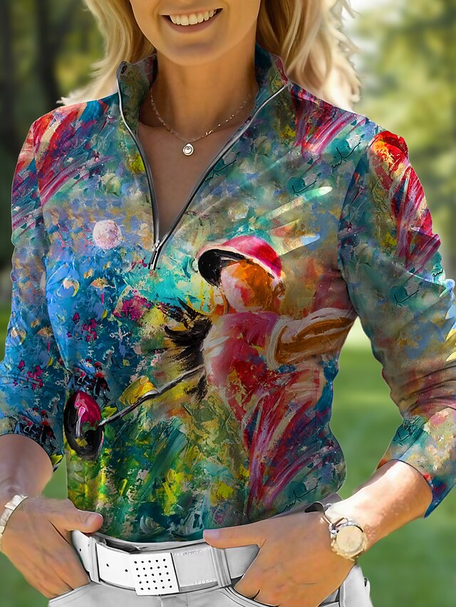 Acegolfs Women's Golf Polo Shirt Golf Shirt White Yellow Red Long ...