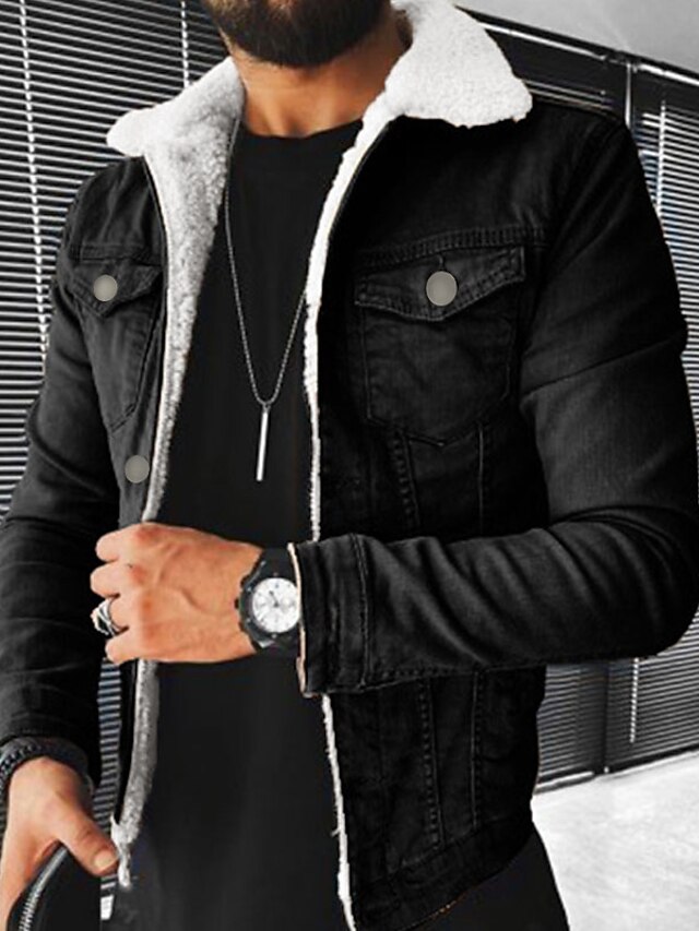 Men's Winter Jacket Sherpa Jacket Jean Jacket Denim Jacket Street Daily ...