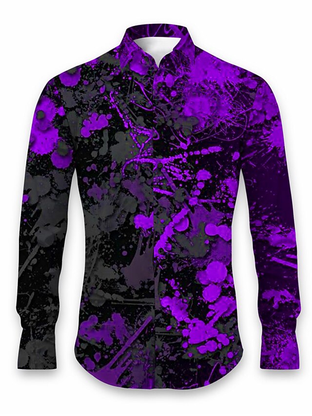 Graffiti Abstrait Homme Chemise Usage quotidien Sortie Automne hiver Col rabattu manche longue ...