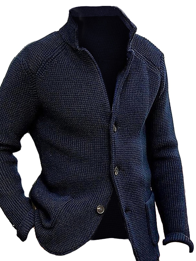 Men's Cardigan Sweater Cropped Sweater Knit Sweater Ribbed Knit Regular ...