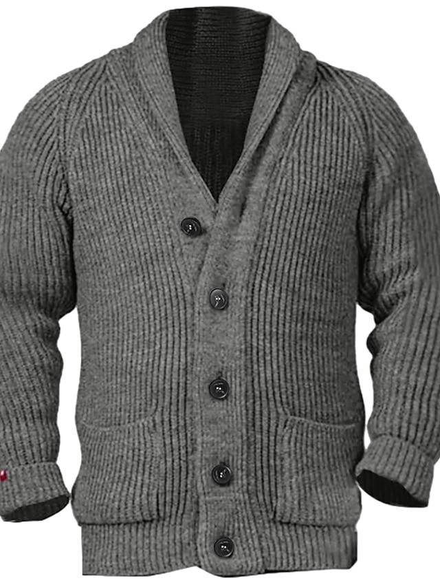 Men's Cardigan Sweater Cropped Sweater Knit Sweater Ribbed Knit Regular ...