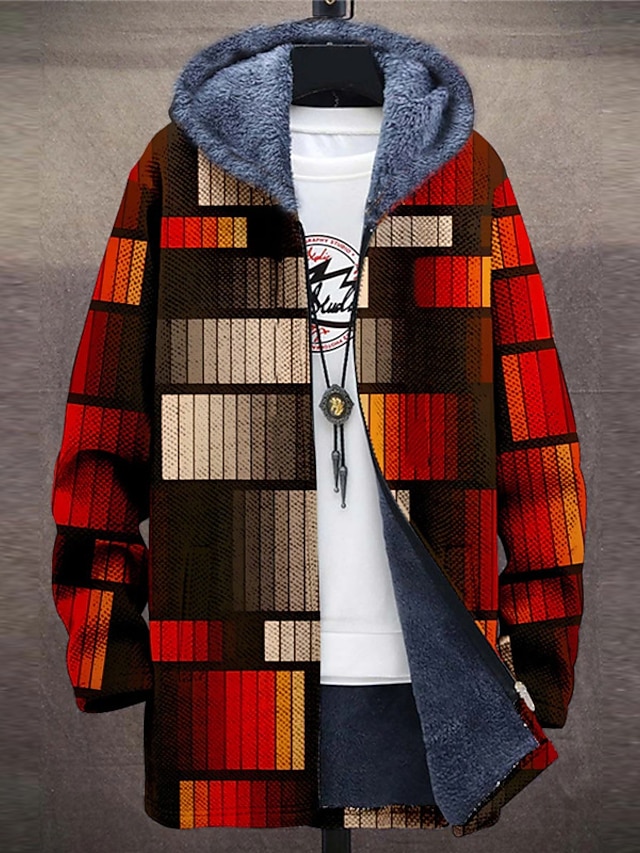 Geometry Artistic Casual Men's Fleece Jacket Coat Hoodie Jacket Daily ...