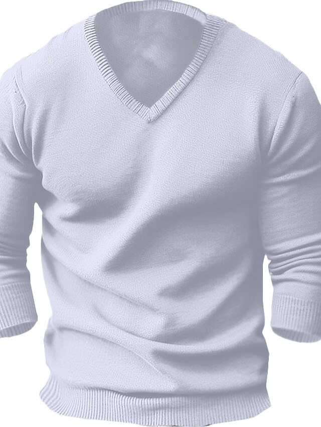 Hombre Suéter de punto Estriado Tejer Regular De Punto Plano Escote en ...
