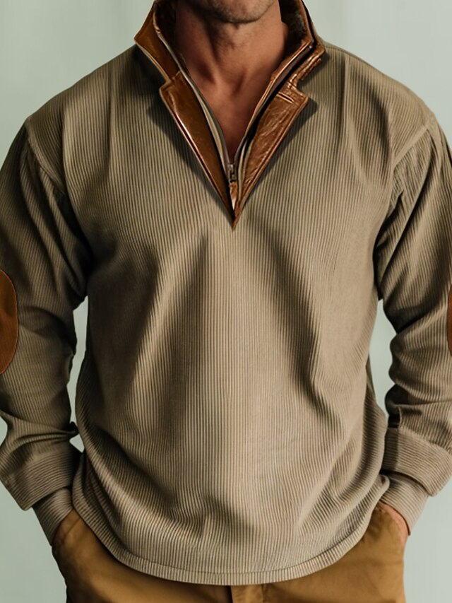 Men's Sweatshirt Quarter Zip Sweatshirt Army Green Navy Blue Brown Gray ...