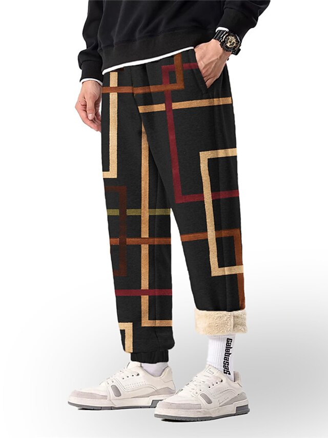 Geometry Warm Casual Men's 3D Print Fleece Pants Sweatpants Joggers ...