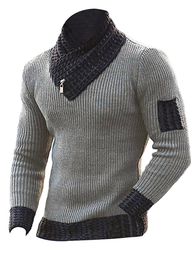 Men's Pullover Sweater Jumper Turtleneck Sweater Knit Sweater Ribbed ...