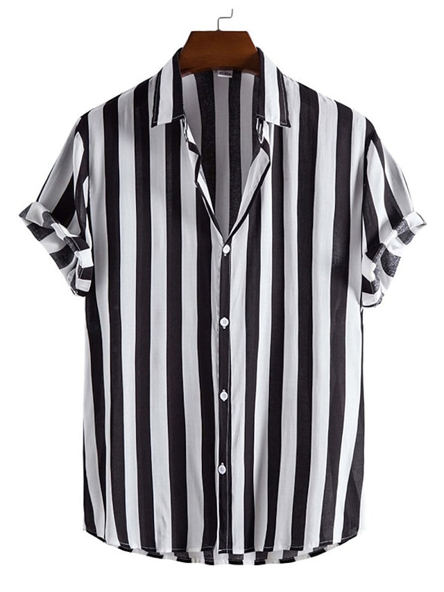 Streep Casual Voor heren Overhemd Alledaagse kleding Uitgaan Weekend ...
