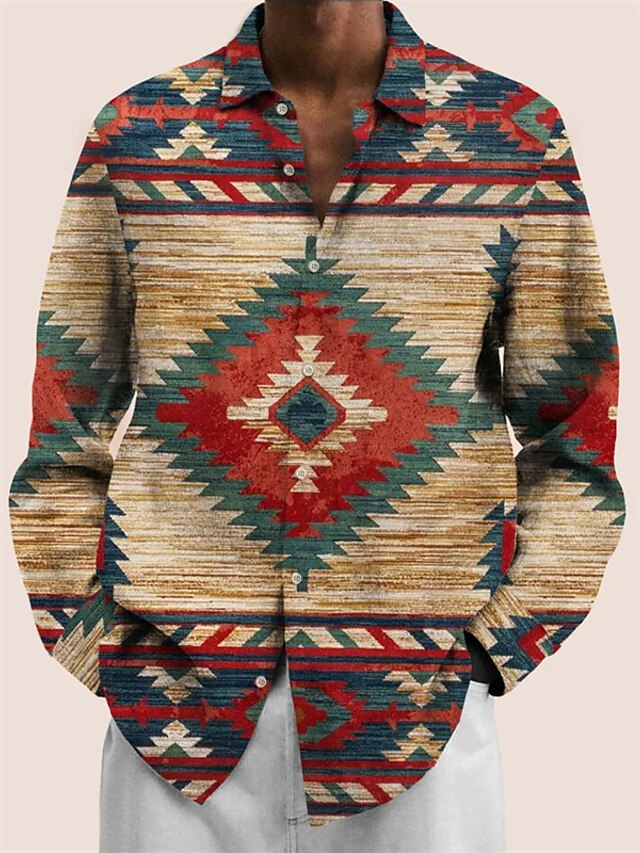 Stammes-Geometrie-Tribal-Männerhemd für den täglichen Gebrauch, zum ...