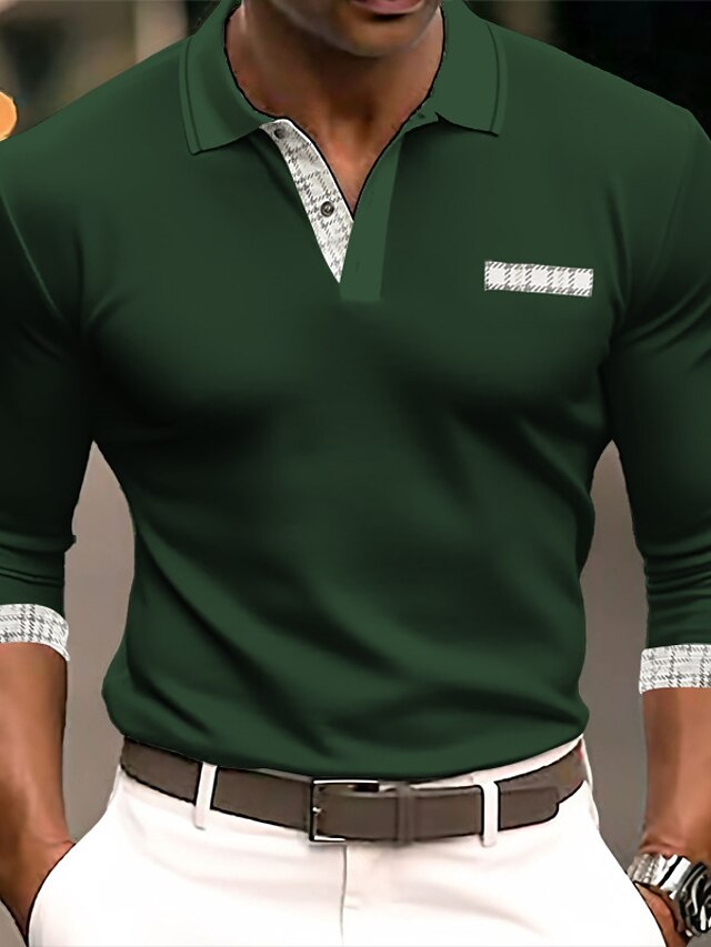 Men's Button Up Polos Golf Shirt Casual Sports Lapel Long Sleeve ...