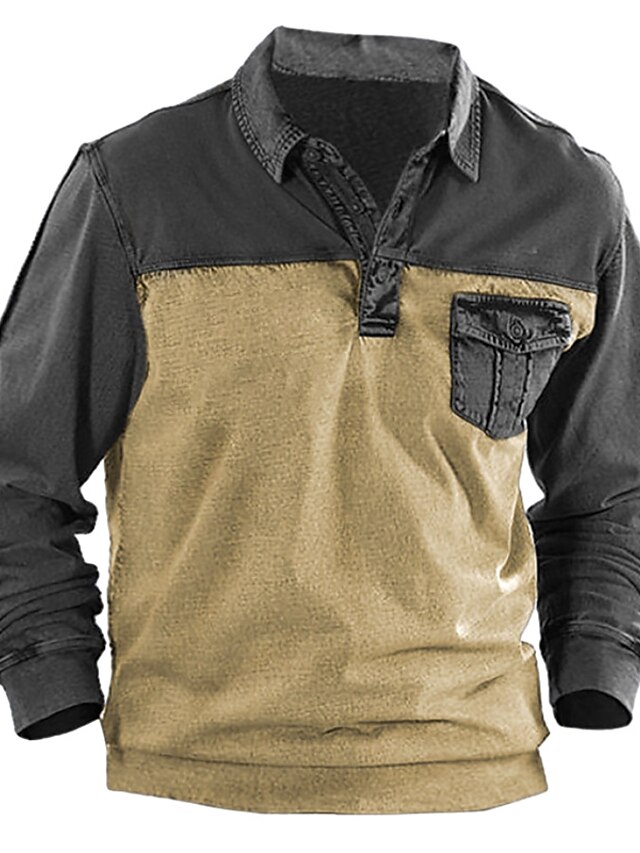 Hombre Polos con botones POLO Casual Deportes Diseño Manga Larga Moda ...