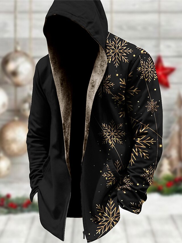 Snowflake Casual Men's Fleece Jacket Coat Hoodie Jacket Daily Wear ...