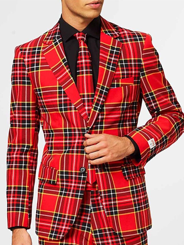 Plaid Checkered Business Men's Coat Blazer Christmas Work Wear to work ...