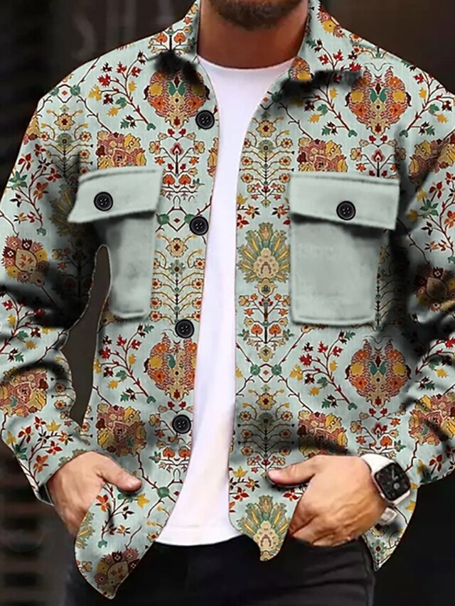 Floral Cachemire Rétro Vintage Homme Chemise Surchemise Usage quotidien Sortie Fin de semaine ...
