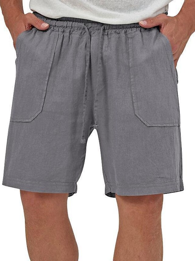 Homme Short Short en lin Short d'été Cordon Taille elastique Jambe ...