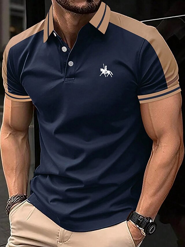 Hombre POLO Polos con botones Casual Festivos Diseño Manga Corta Moda ...