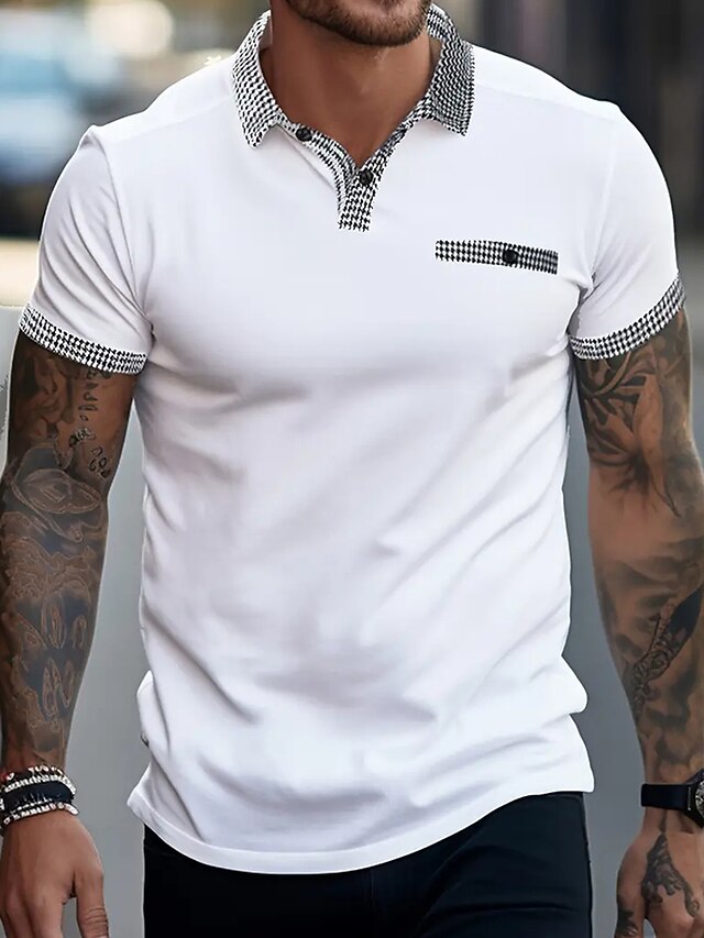 Hombre POLO Polos con botones Casual Festivos Diseño Manga Corta Moda ...