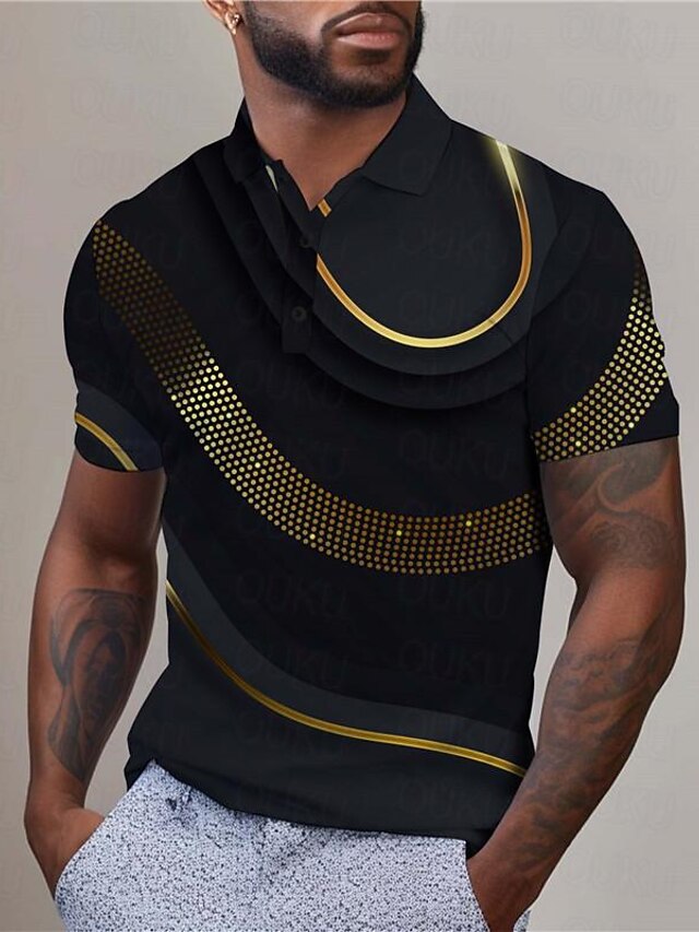 Geometry Men's Business Print 3D Golf Polo Polo Shirt Outdoor Daily ...