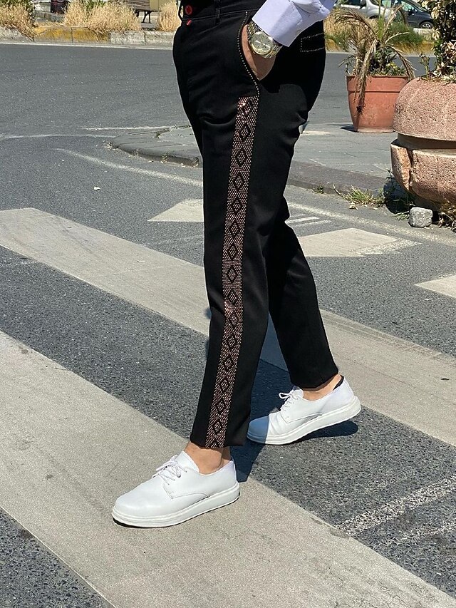 Men's Trousers Chinos Chino Pants Patchwork Front Pocket Leopard ...