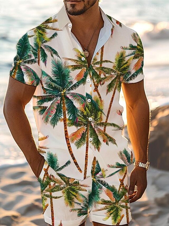 Palm Tree Tropical Men's Resort 3D Printed Hawaiian Shirt And Shorts ...